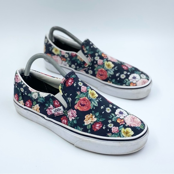 Vans | Shoes | Vans Flower Print Slip On Womens 9 | Poshmark